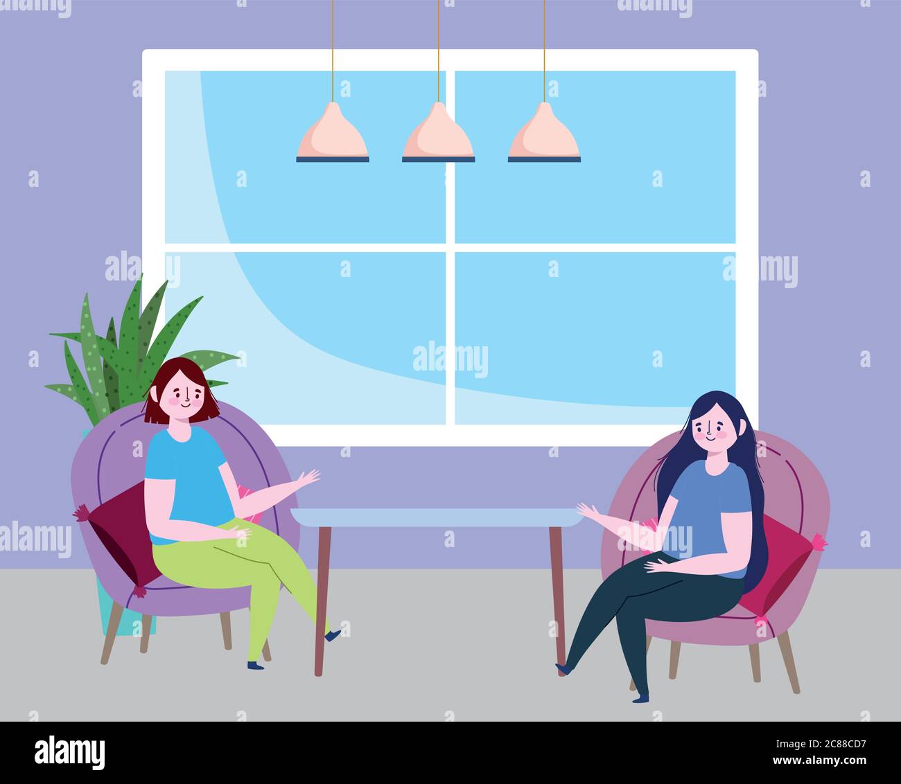 Cafe physical distancing Stock Vector Images - Alamy