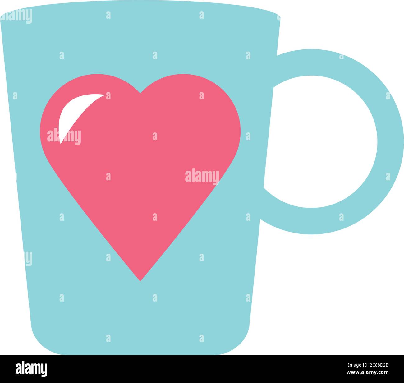 coffee mug with heart icon over white background, flat style, vector ...