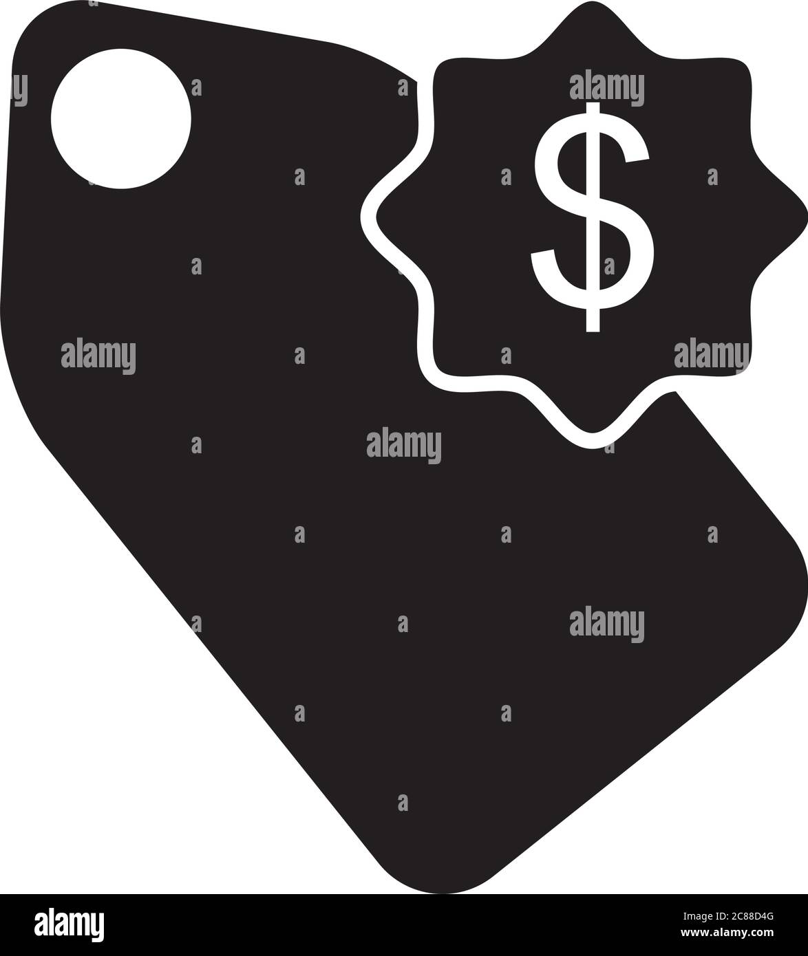 price tag and money seal icon over white background, silhouette style ...