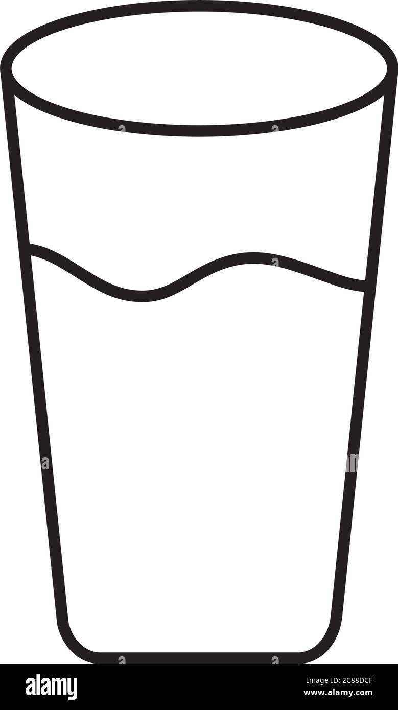 water glass icon over white background, line style, vector illustration ...