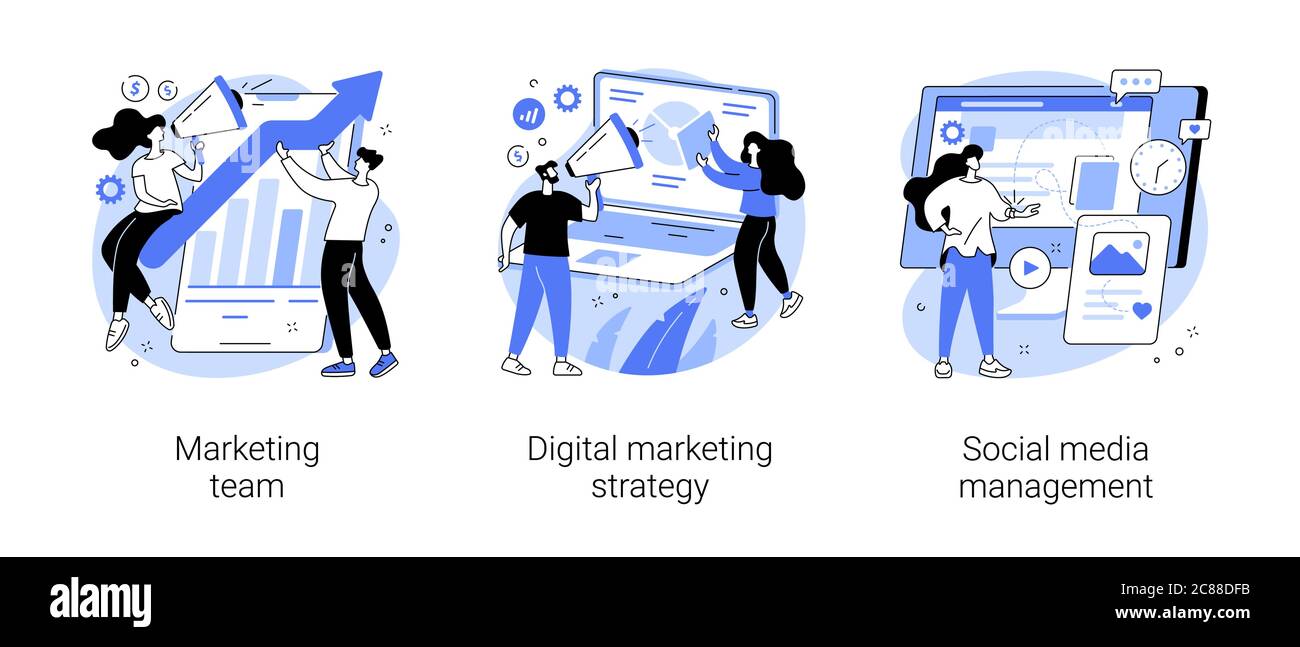 Digital marketing strategy abstract concept vector illustrations Stock ...