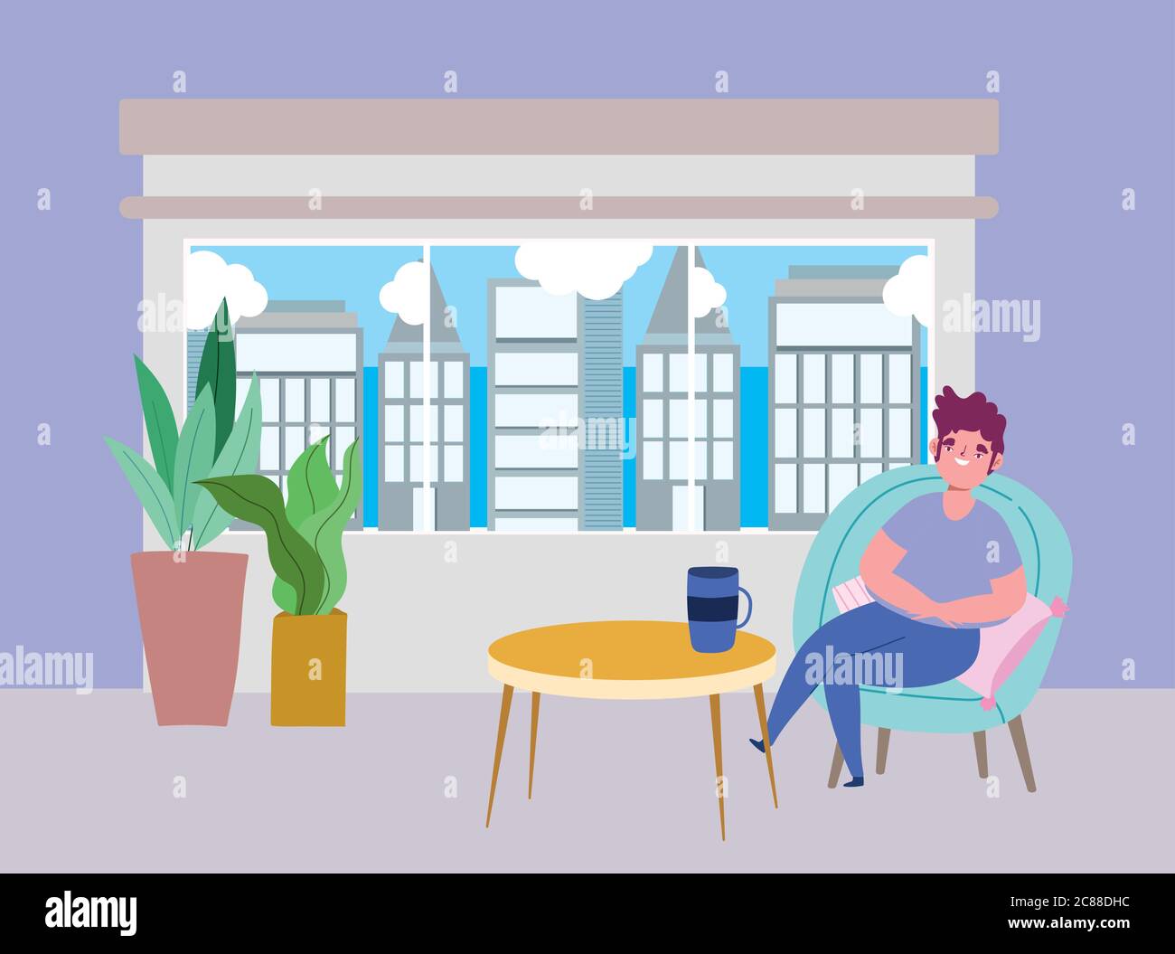 Cafe physical distancing Stock Vector Images - Alamy