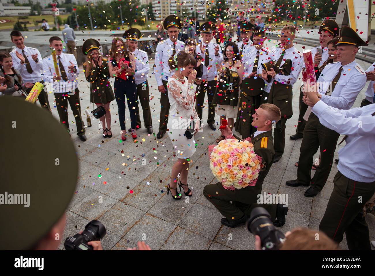Minsk / Belarus - June 5, 2019: young freshmen from military school ...