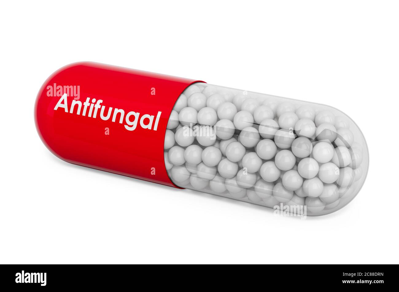 Antifungal Drug, capsule with antifungal. 3D rendering isolated on ...