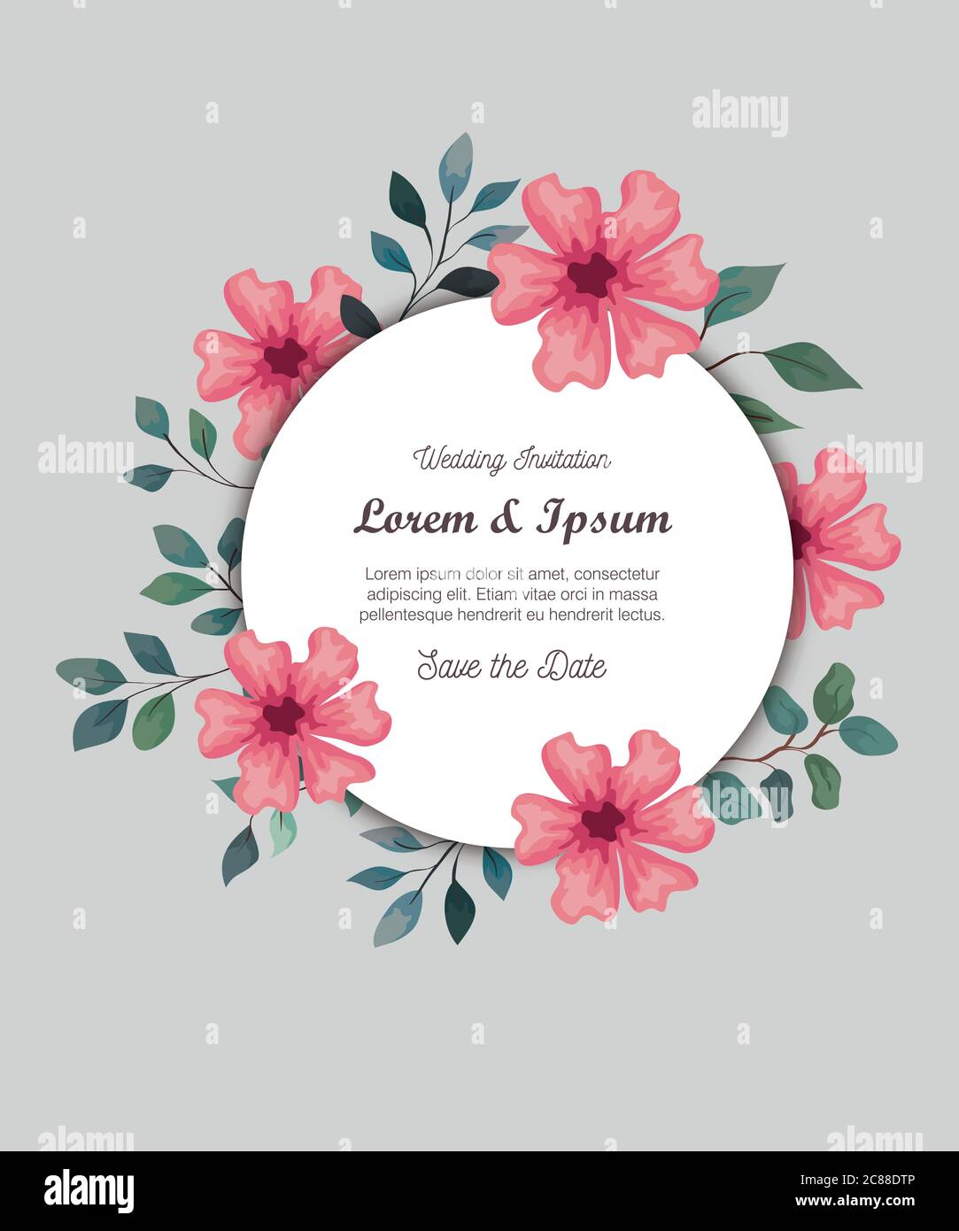 greeting card with flowers pink color, wedding invitation with flowers ...
