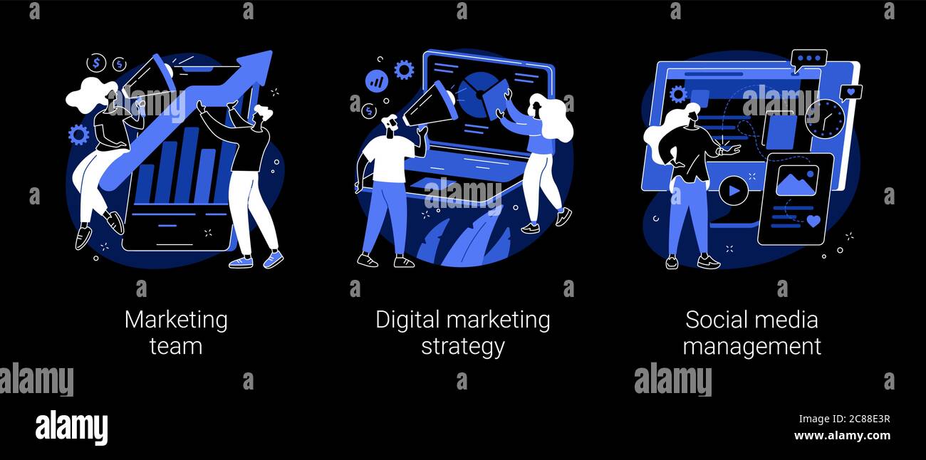 Digital marketing strategy abstract concept vector illustrations Stock ...