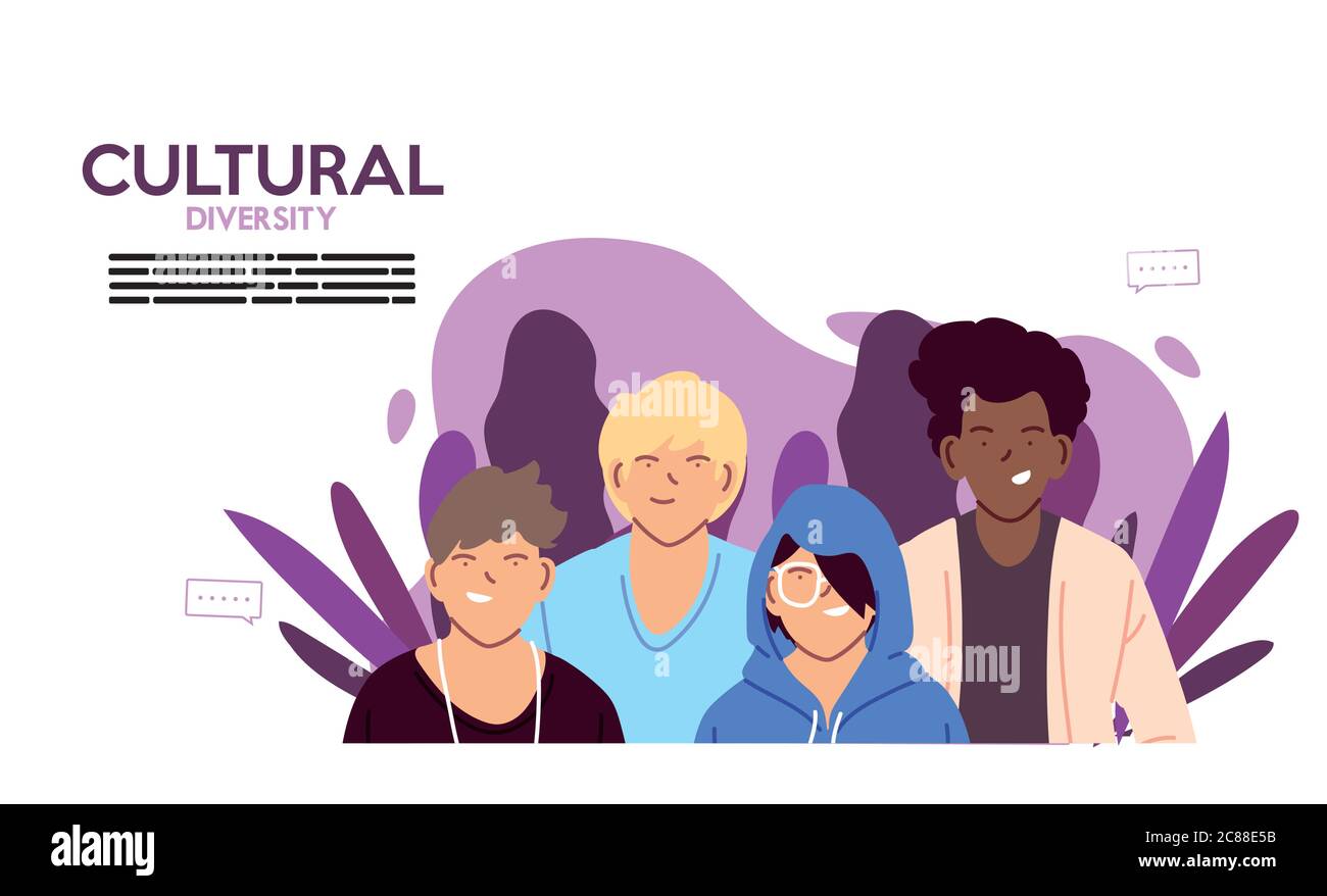 Men cartoons with leaves design, Cultural and friendship diversity ...