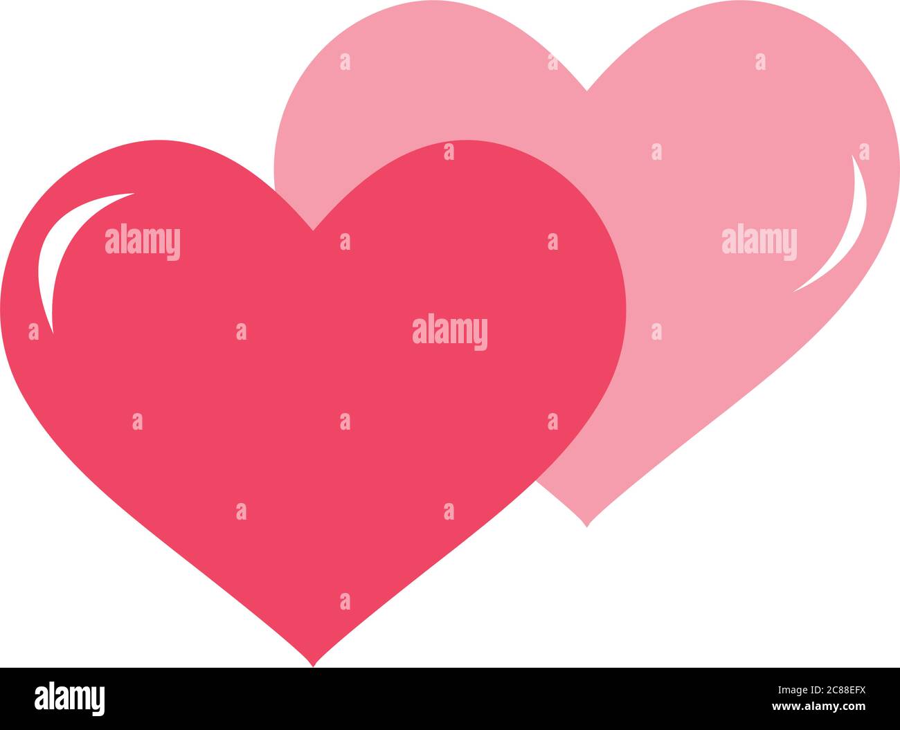 love hearts icon over white background, flat style, vector illustration ...