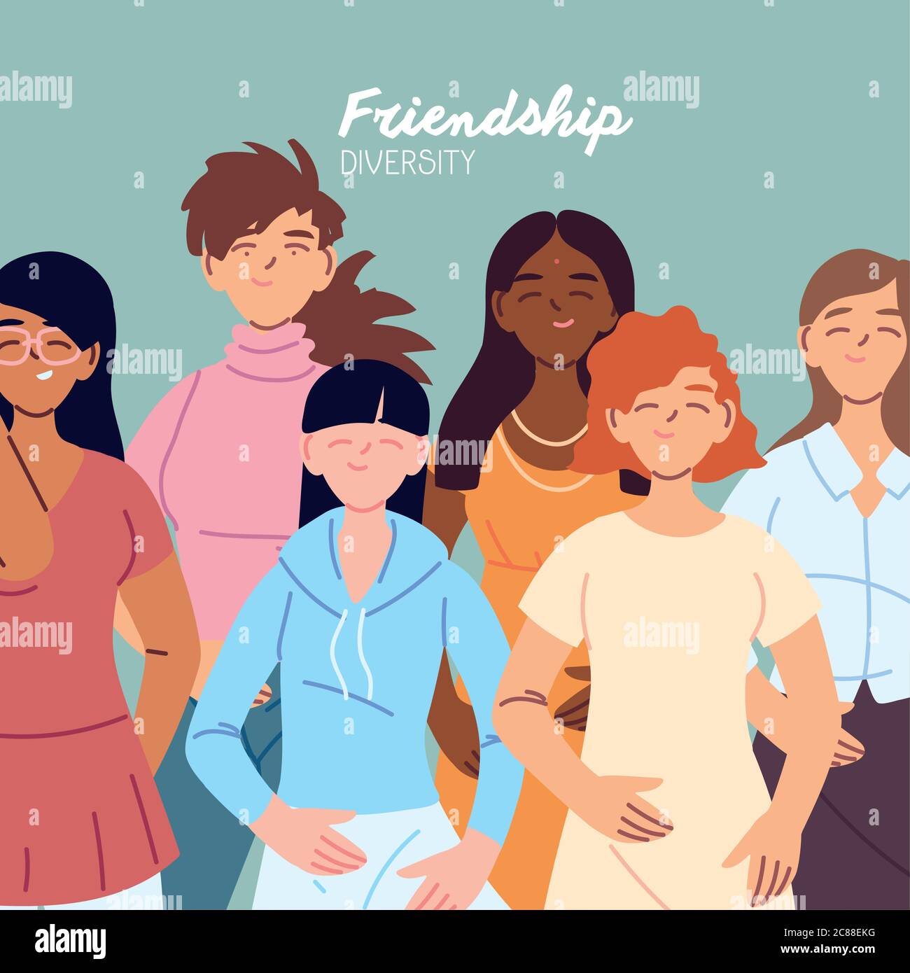 Women cartoons design, Cultural and friendship diversity theme Vector ...