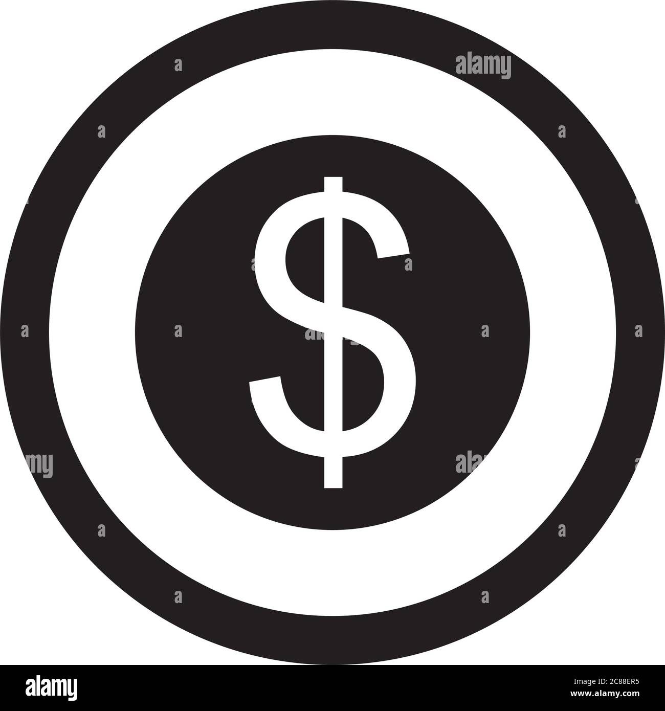 money coin icon over white background, silhouette style, vector ...