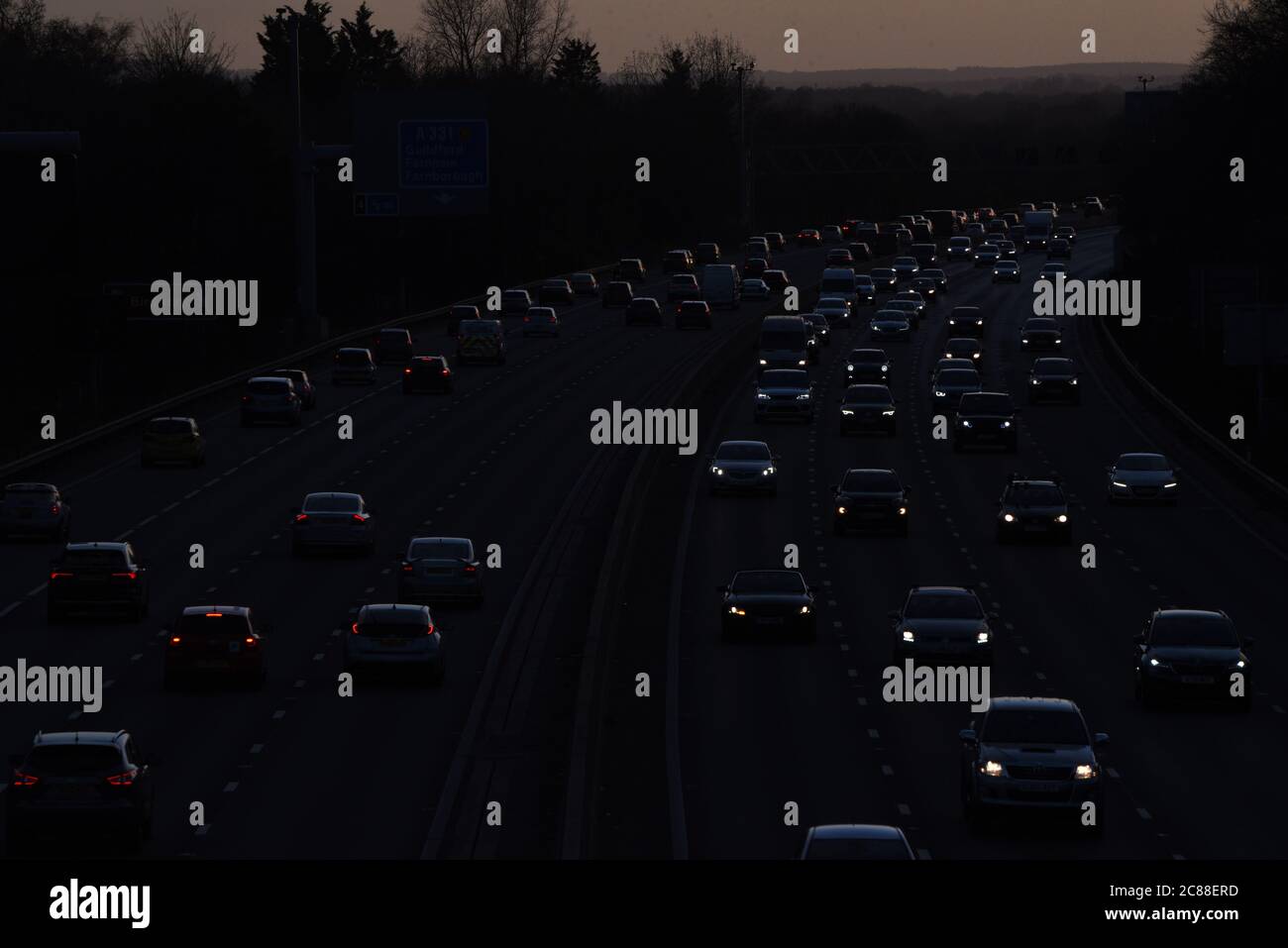 M3 motorway at dusk hi-res stock photography and images - Alamy