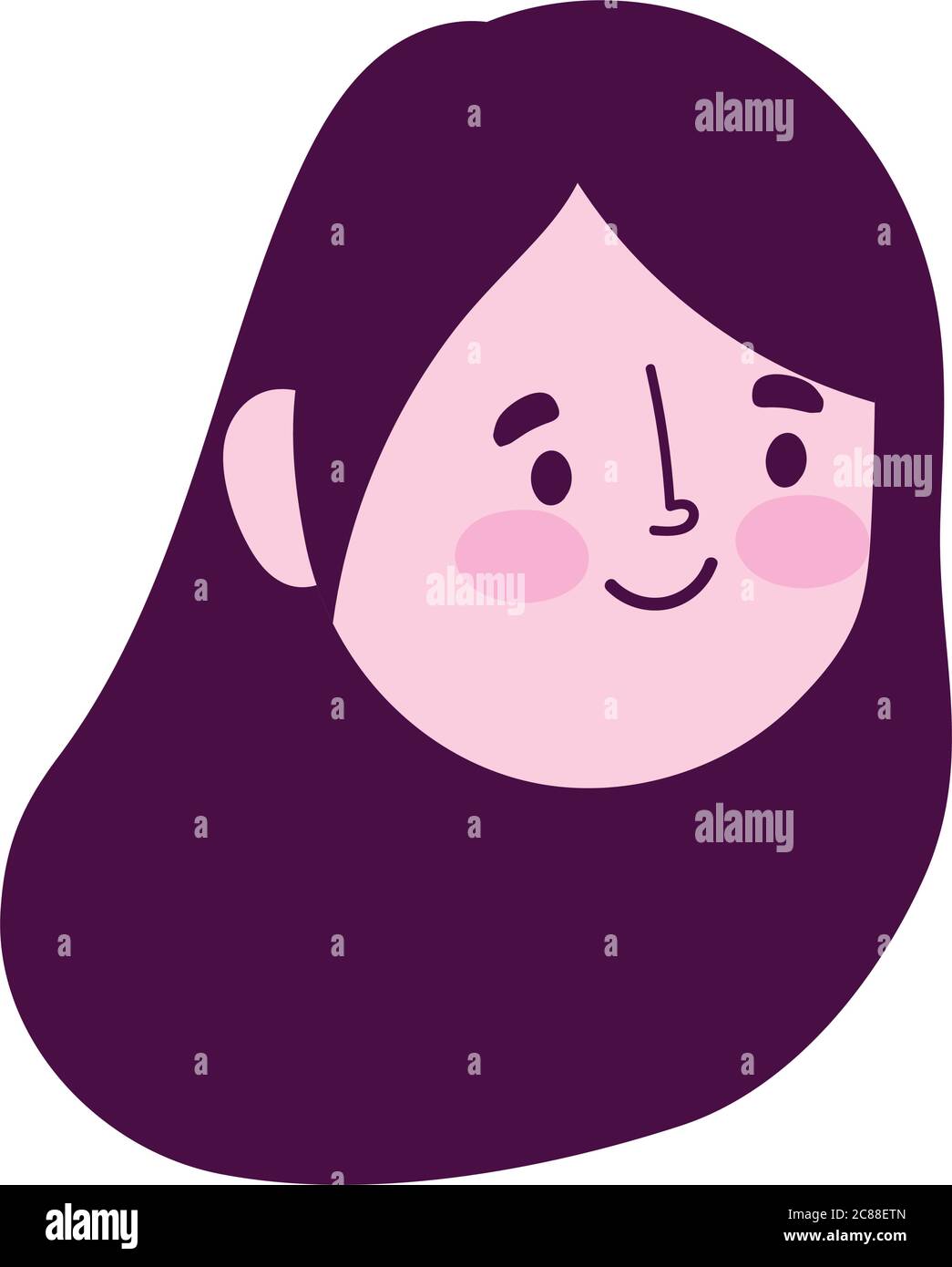 young woman face character cartoon isolated icon design vector ...