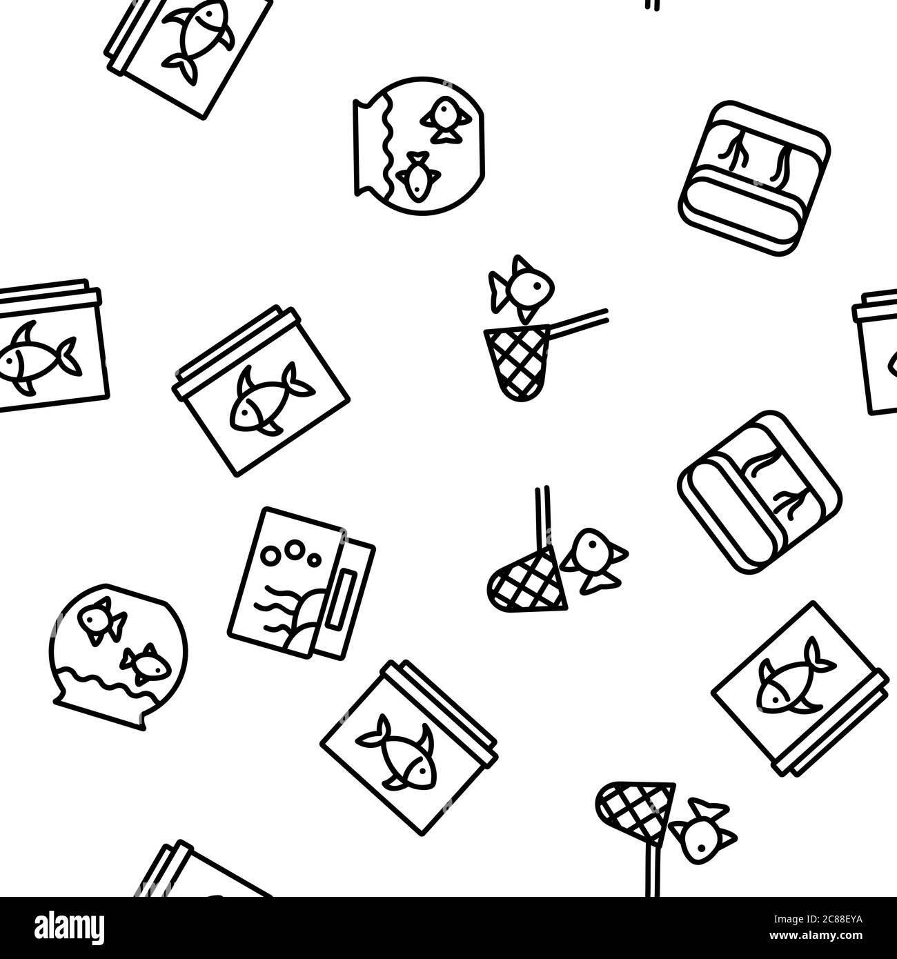 Seamless pattern fish seaweed Black and White Stock Photos & Images - Alamy