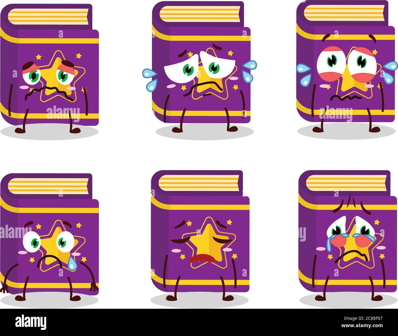 Magic book cartoon character with sad expression Stock Vector Image ...