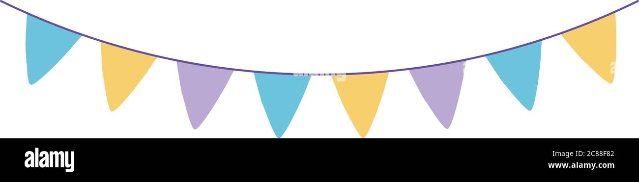 pennants decoration celebration party cartoon isolated design icon ...