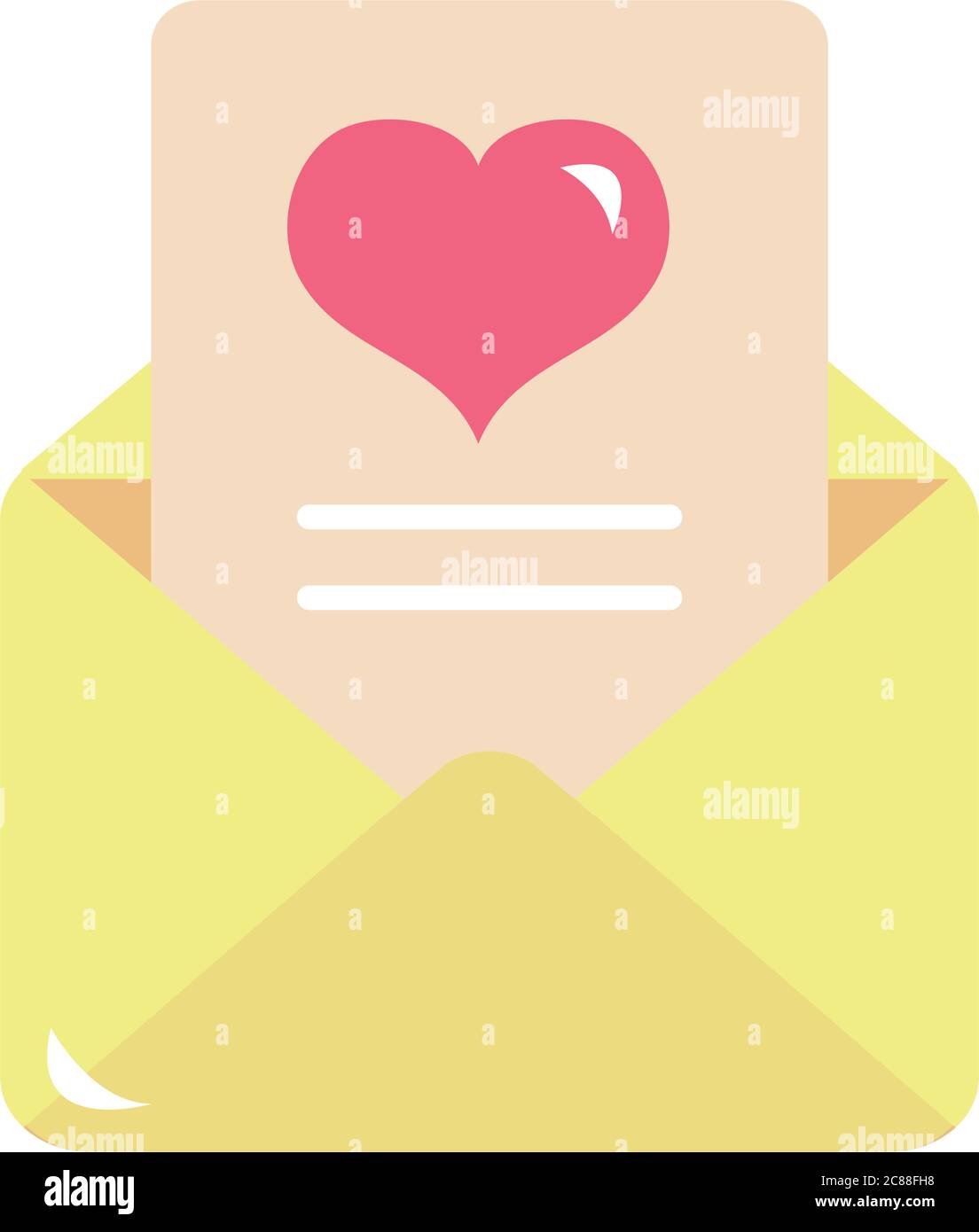 envelope with love card icon over white background, flat style, vector ...