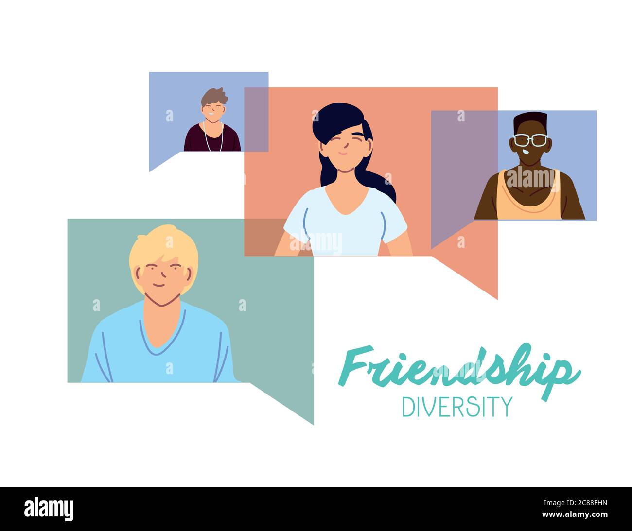 Woman and men cartoons in bubbles design, Cultural and friendship ...