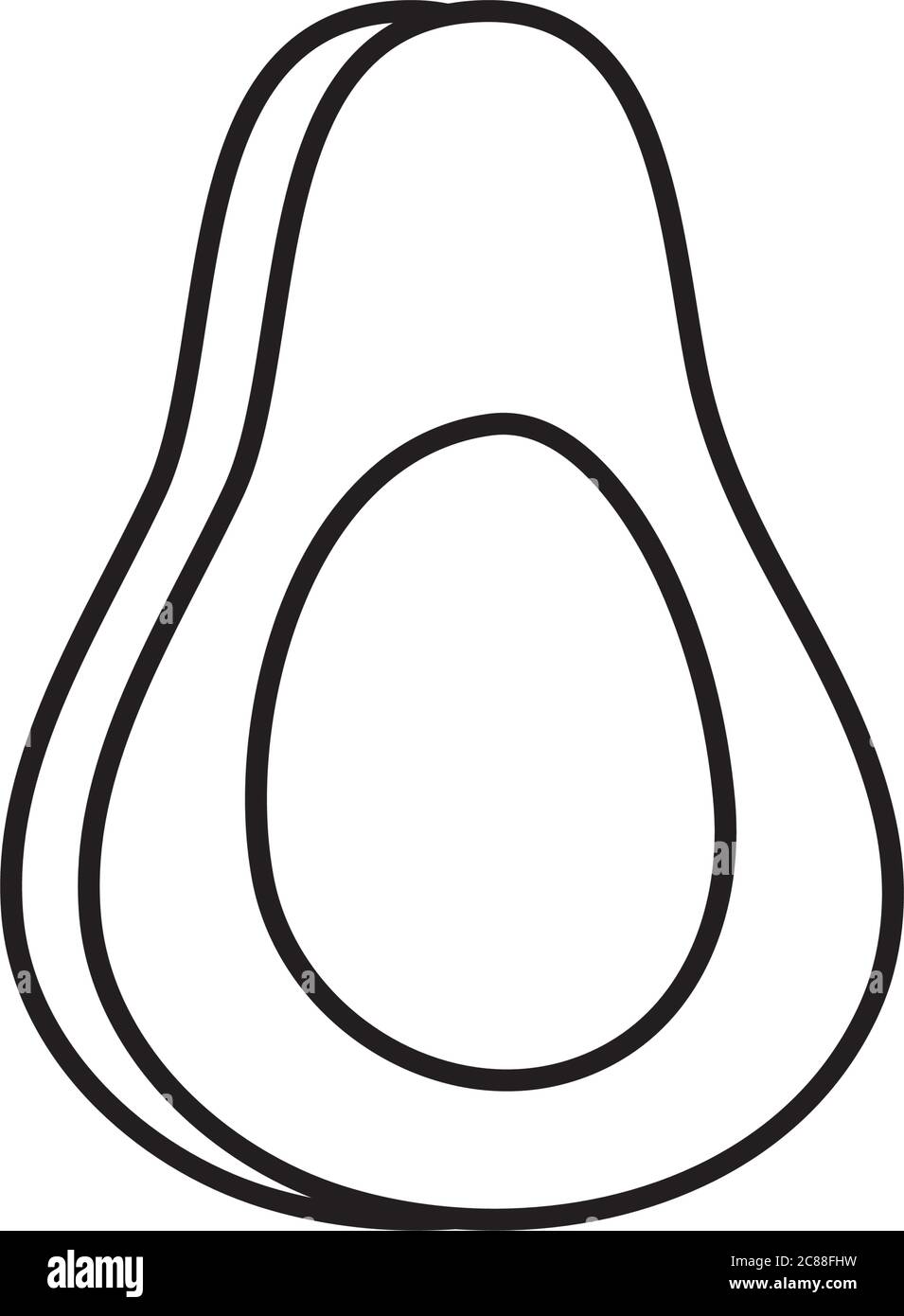 avocado slice icon over white background, line style, vector ...