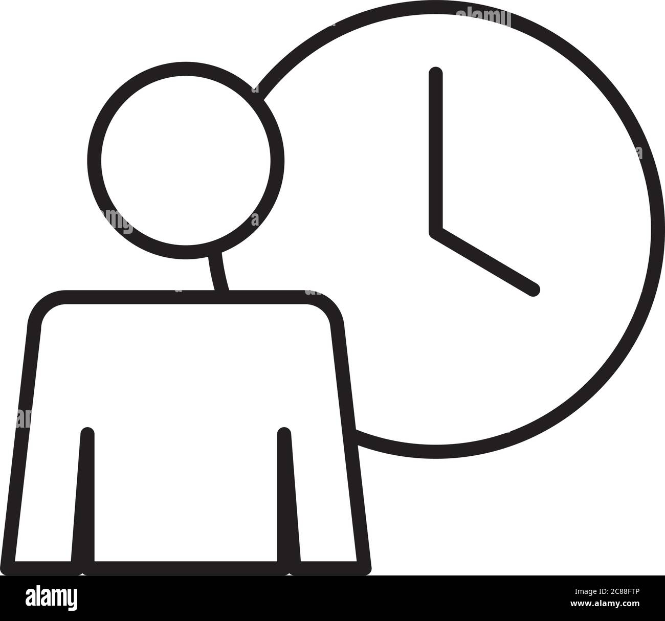 avatar person and clock icon over white background, line style, vector ...