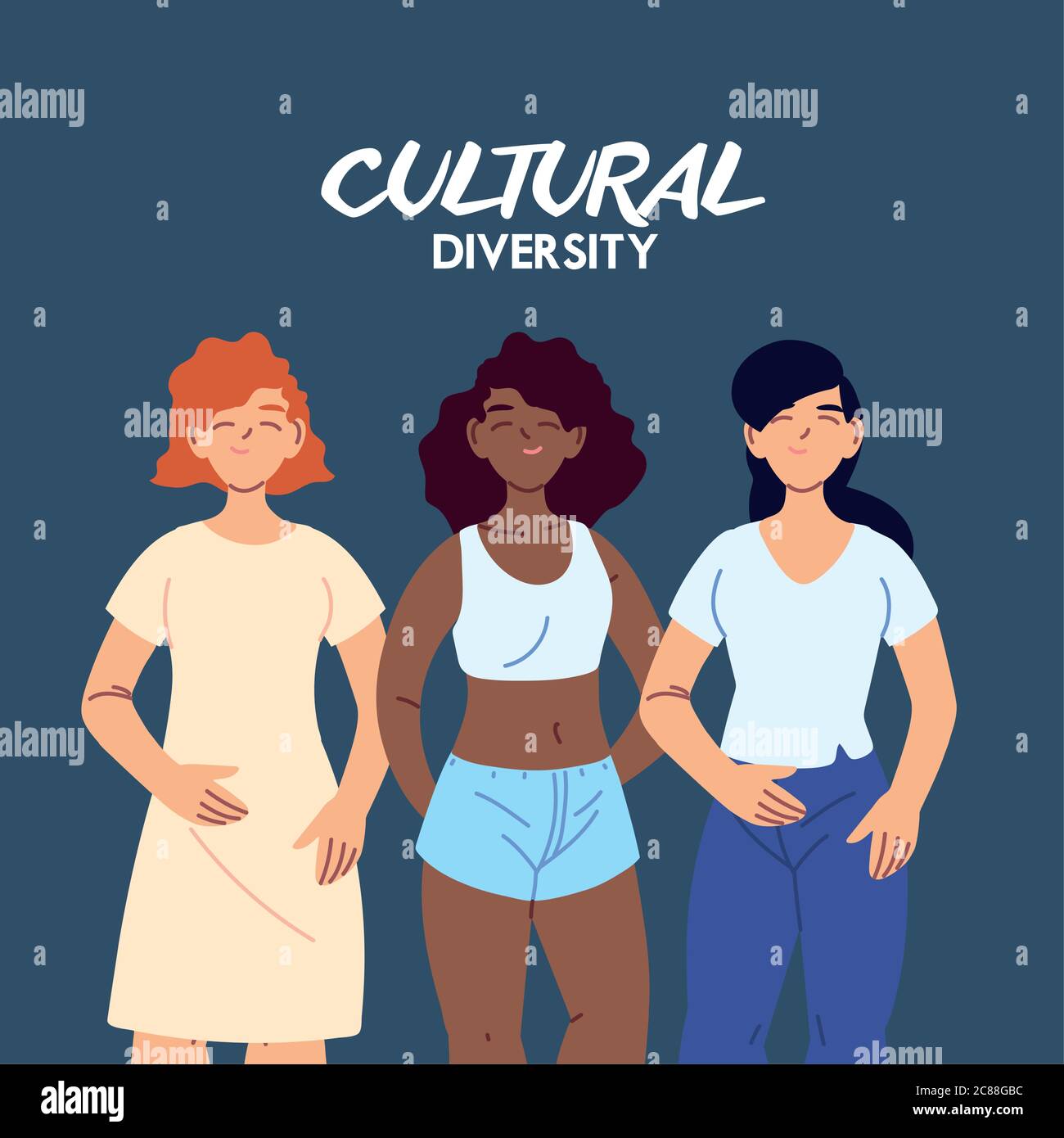 Women cartoons design, Cultural and friendship diversity theme Vector ...
