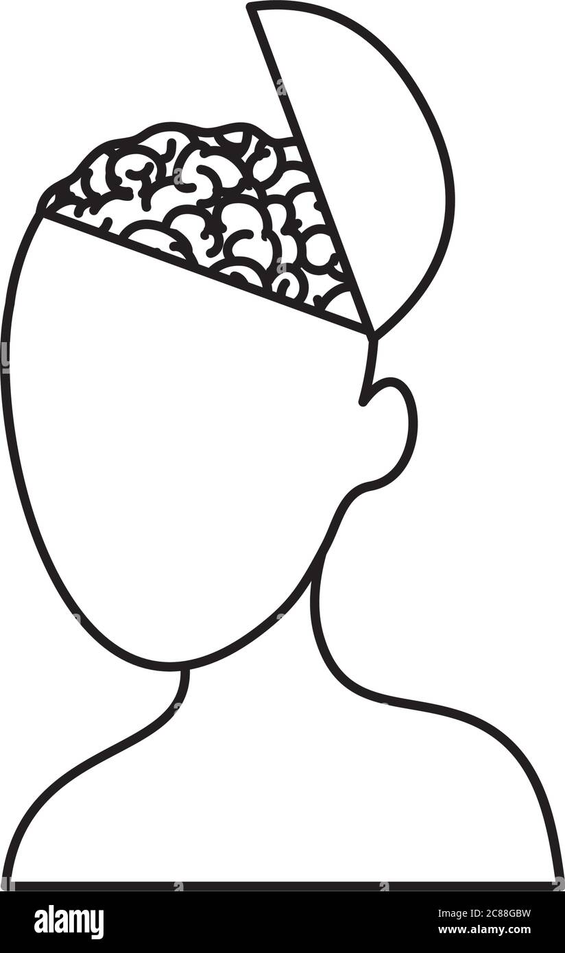 mental health concept, head showing the brain icon over white ...