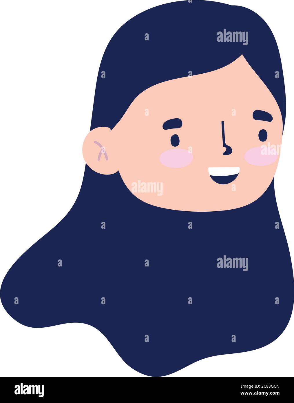 smiling girl face cartoon character isolated design icon vector ...