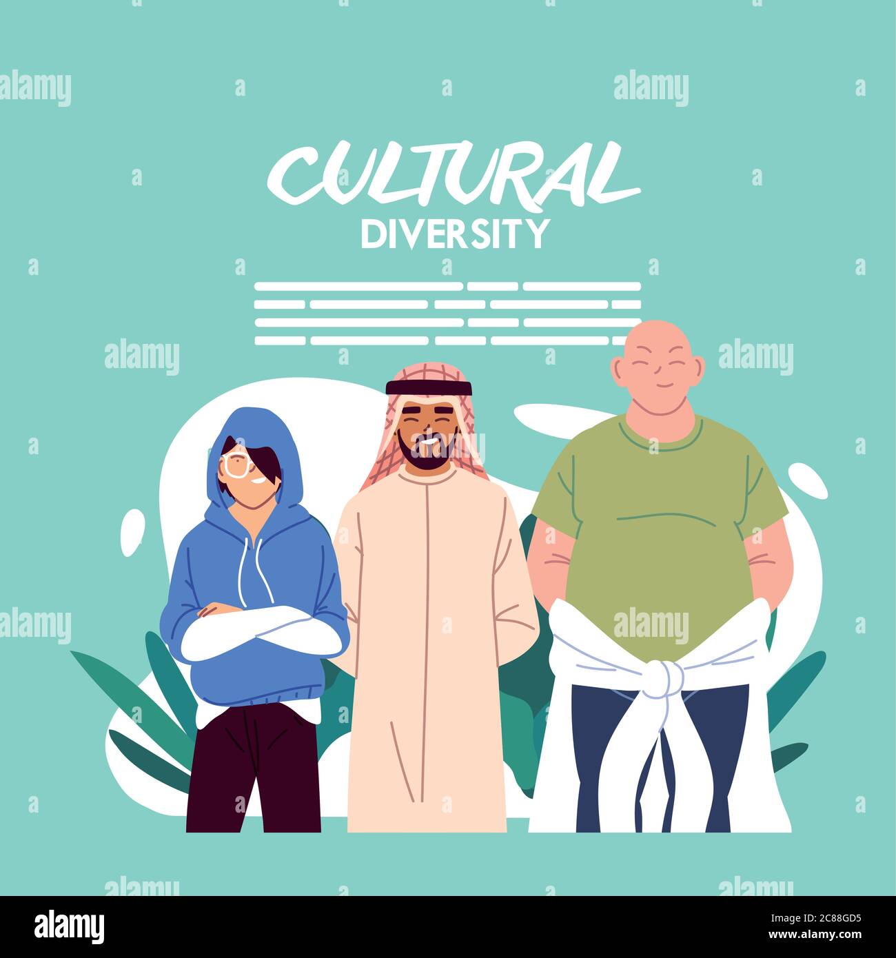 Men cartoons with leaves design, Cultural and friendship diversity ...