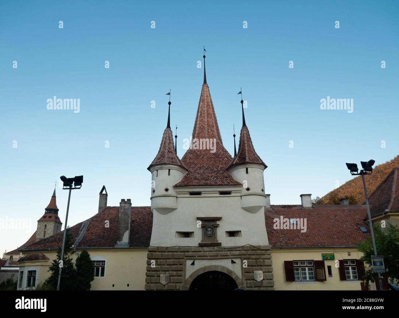Upper part of Catherine's gate in Brasov, city in Romania Stock Photo ...