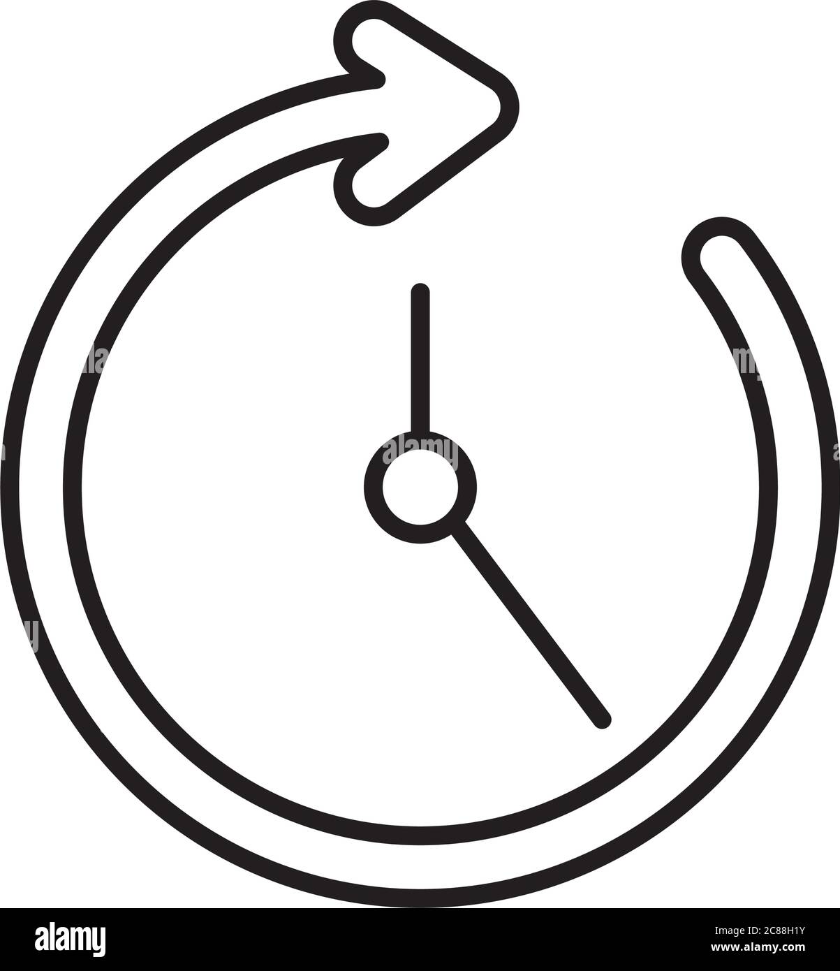 arrow clock icon over white background, line style, vector illustration ...