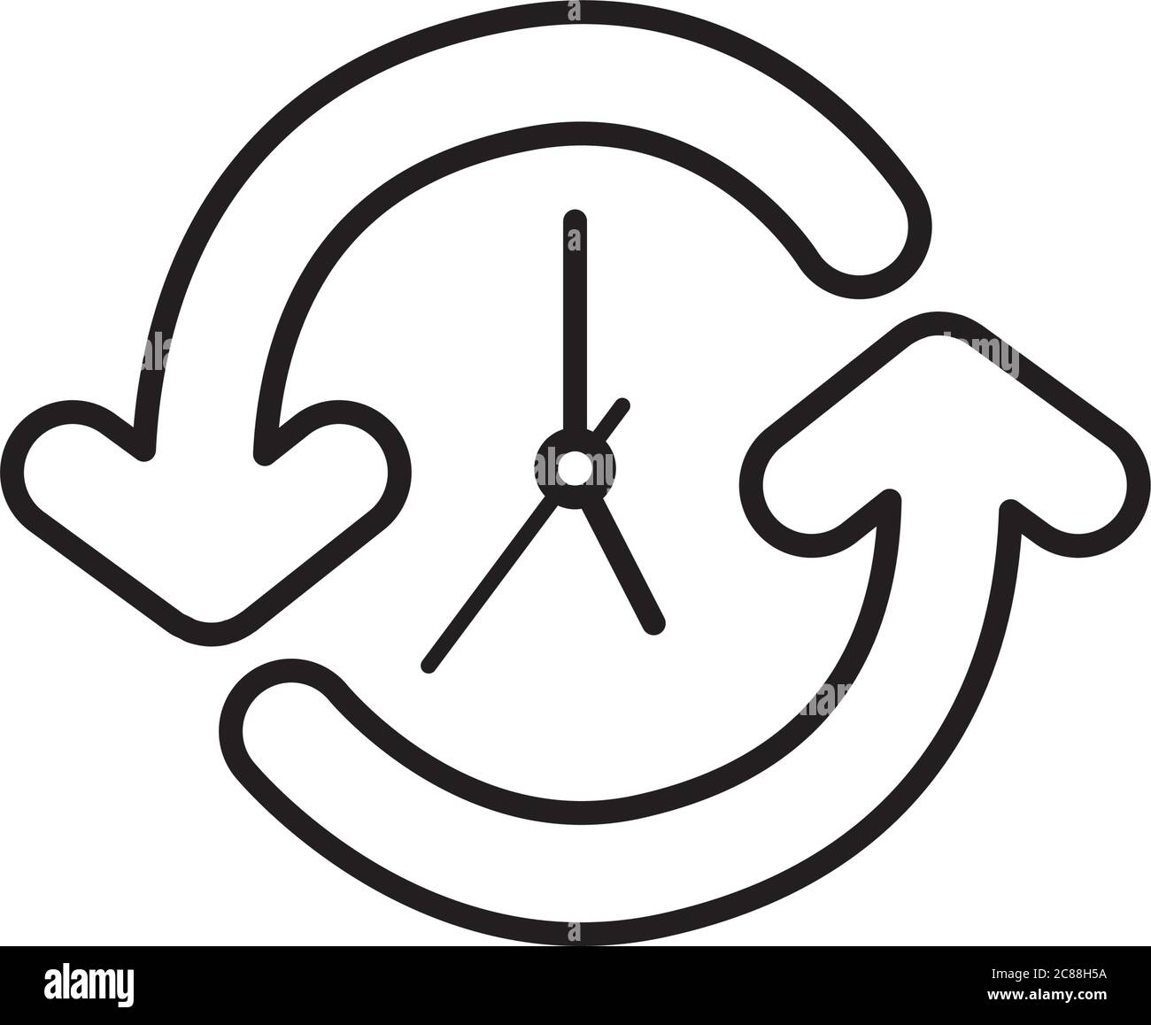 clock with sync arrows around over white background, line style, vector ...
