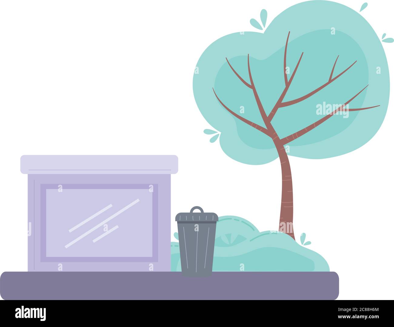 city urban building street tree scene isolated design icon vector ...