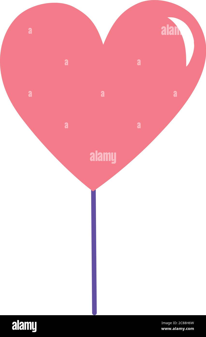love heart in stick decoration cartoon isolated design icon vector ...