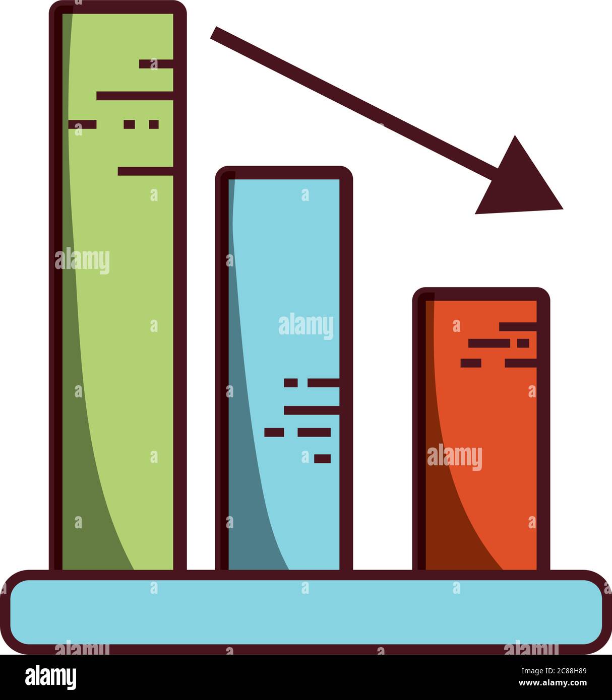 decrease business diagram arrow icon isolated design shadow vector ...