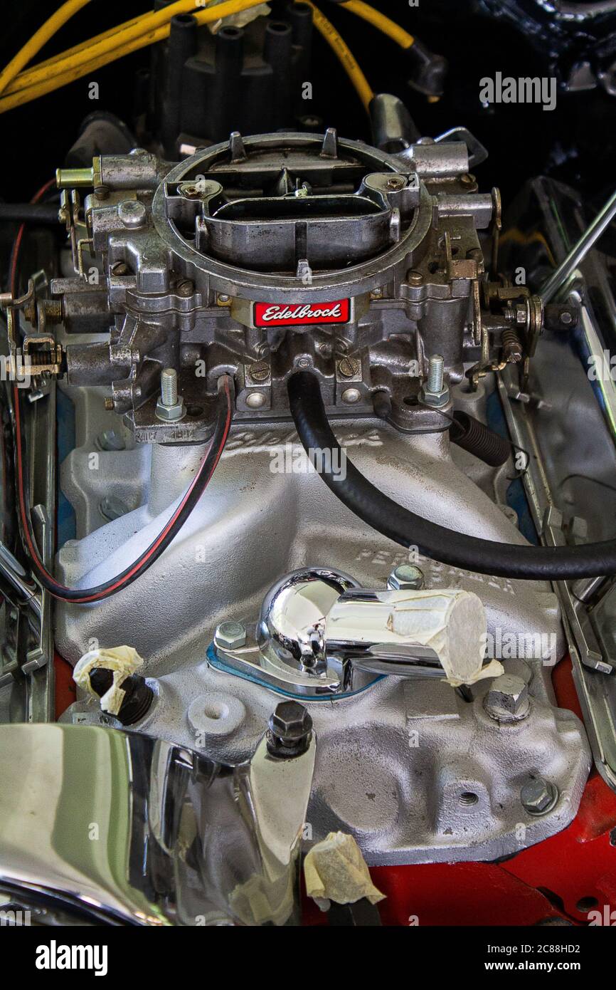 Photo of a Edelbrock carburetor on a newly restored V8 engine Stock ...