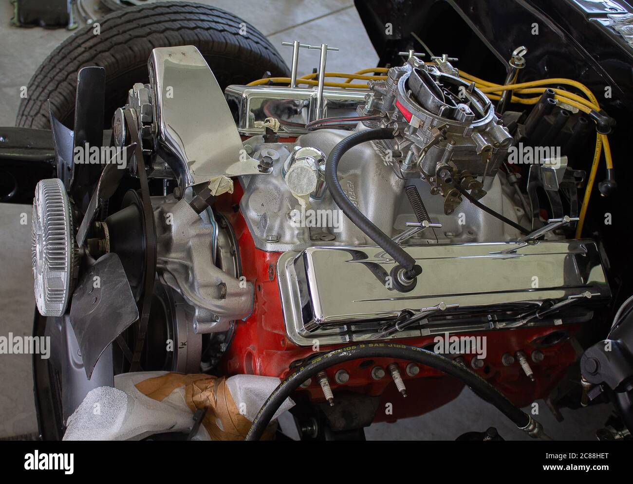 Photo of a Edelbrock carburetor on a newly restored V8 engine Stock ...
