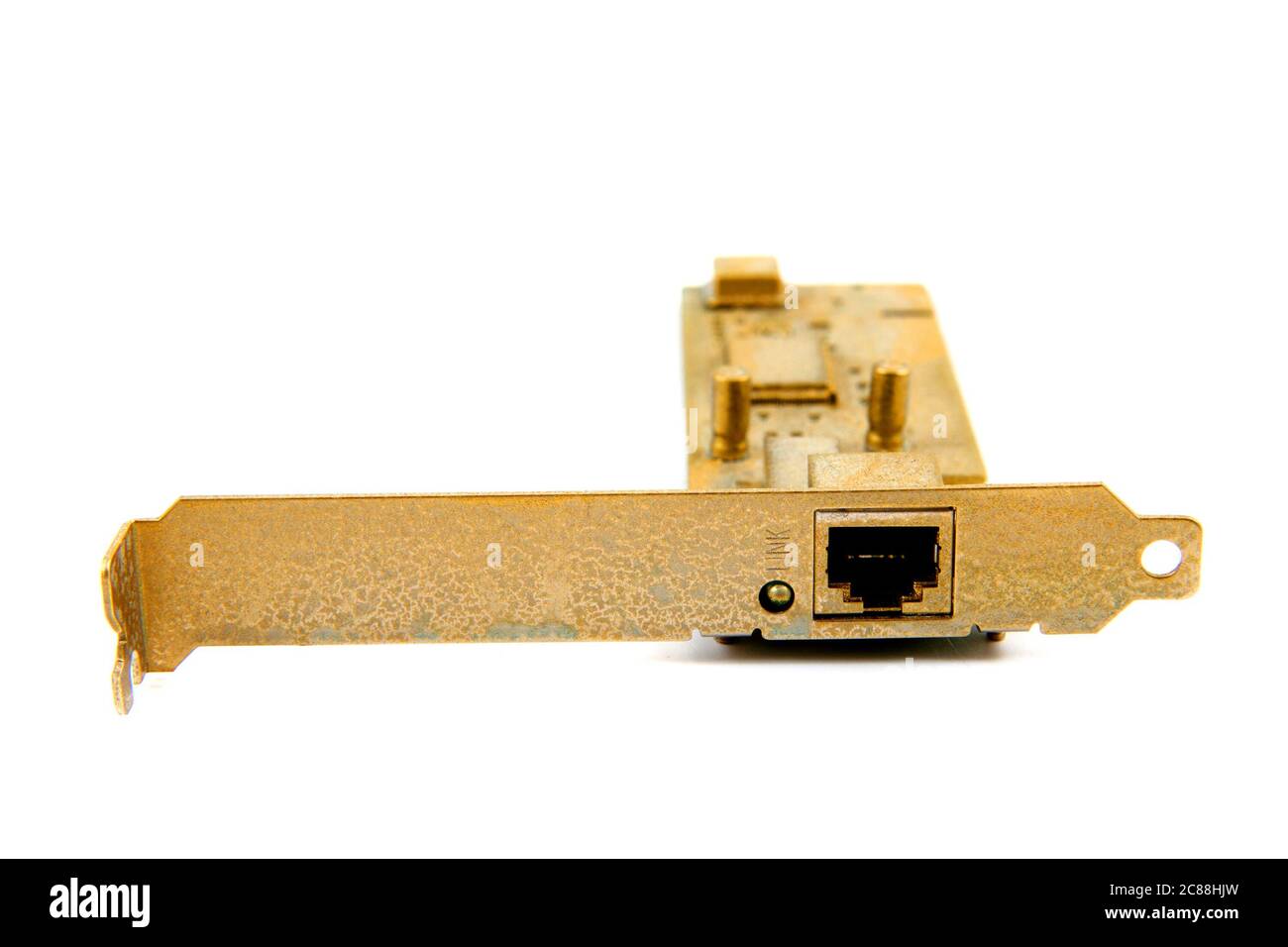 golden ethernet card isolated on the white background Stock Photo - Alamy
