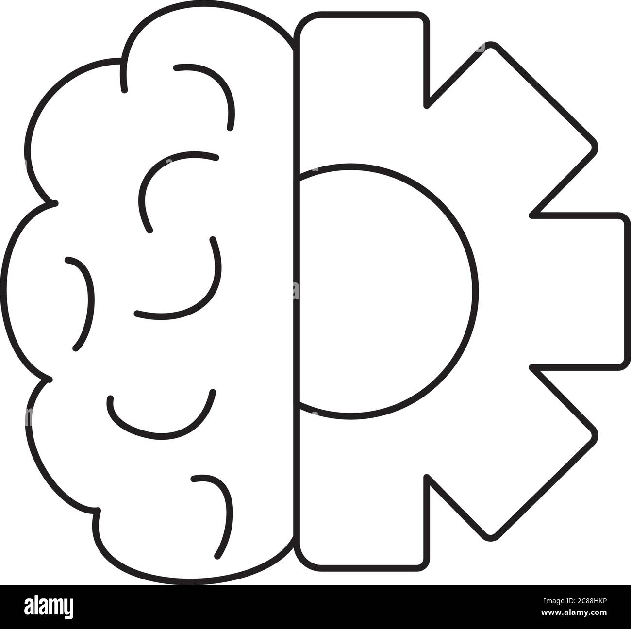 mental health concept, half gear and half brain icon over white ...