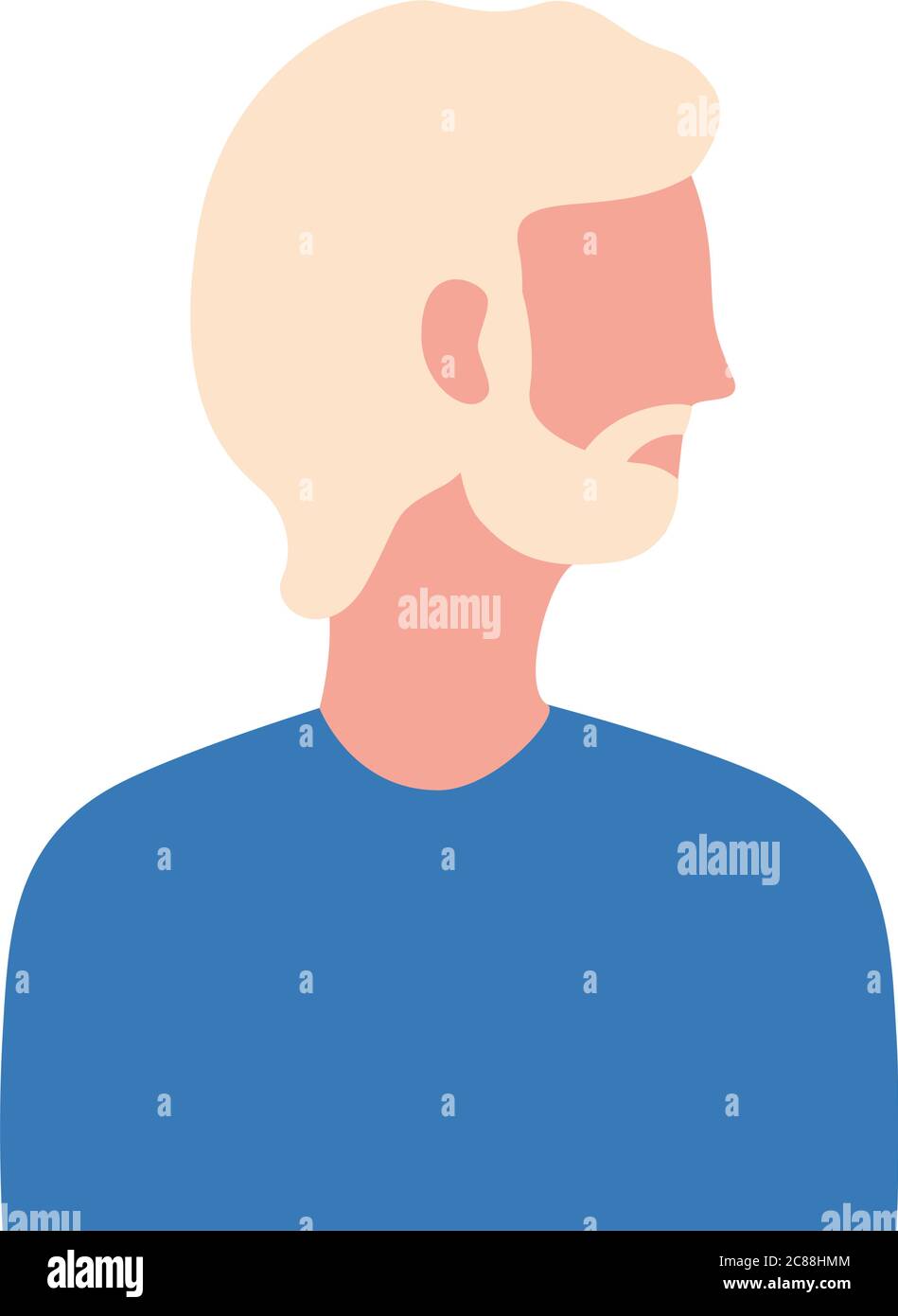 young man with beard profile avatar character flat style icon vector ...
