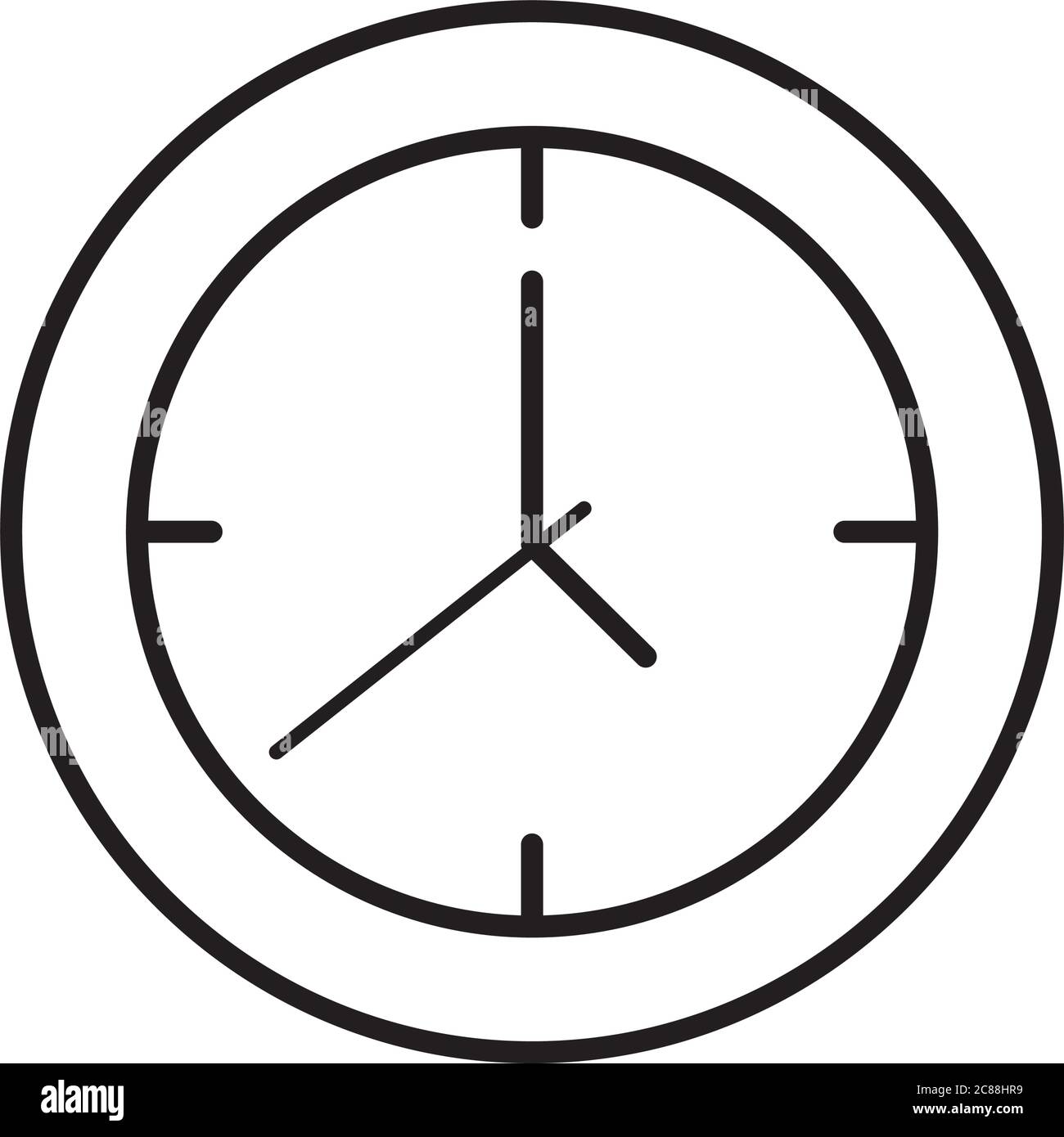analog clock over white background, line style, vector illustration ...