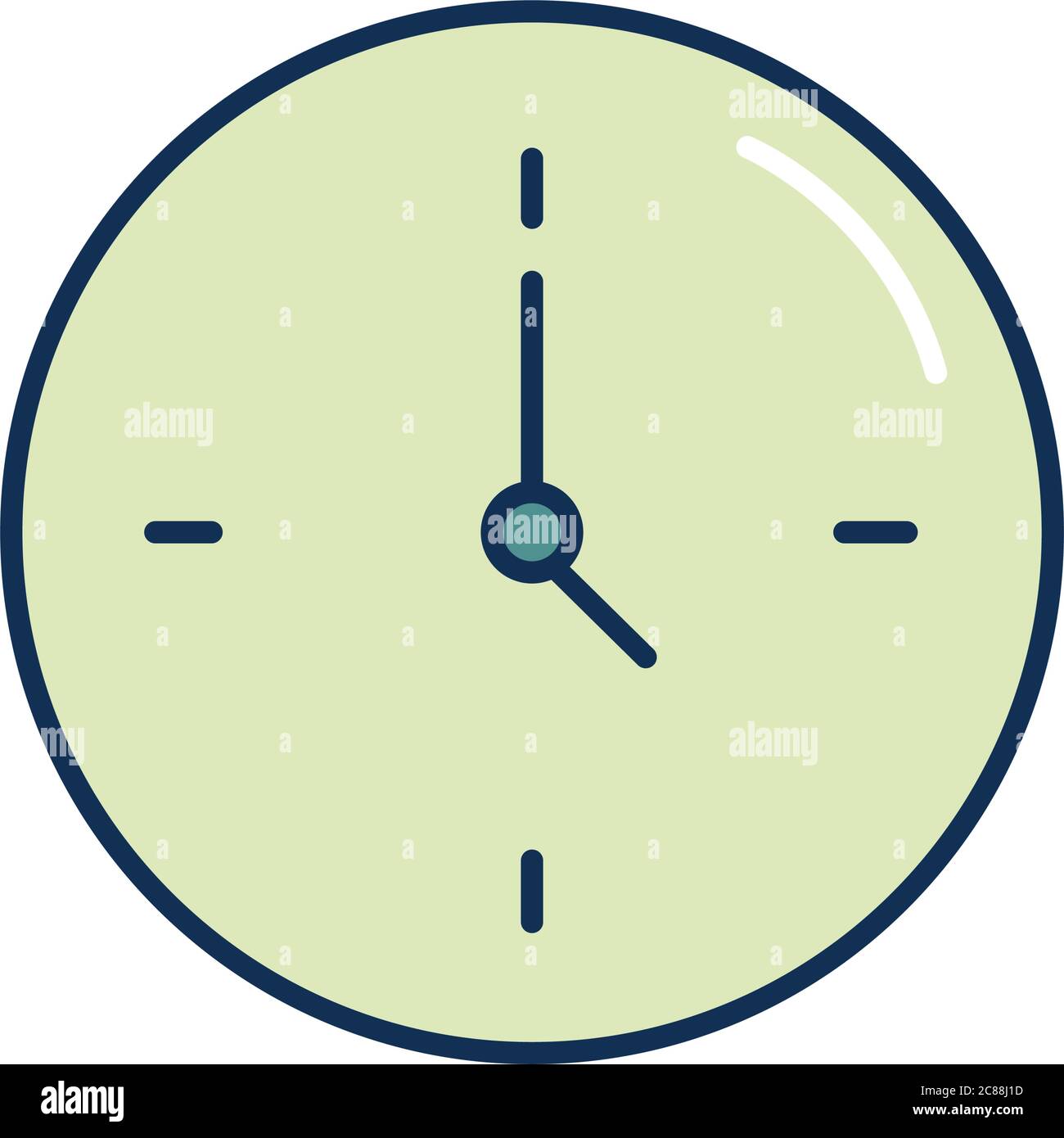 analog clock icon over white background, line fill style, vector ...