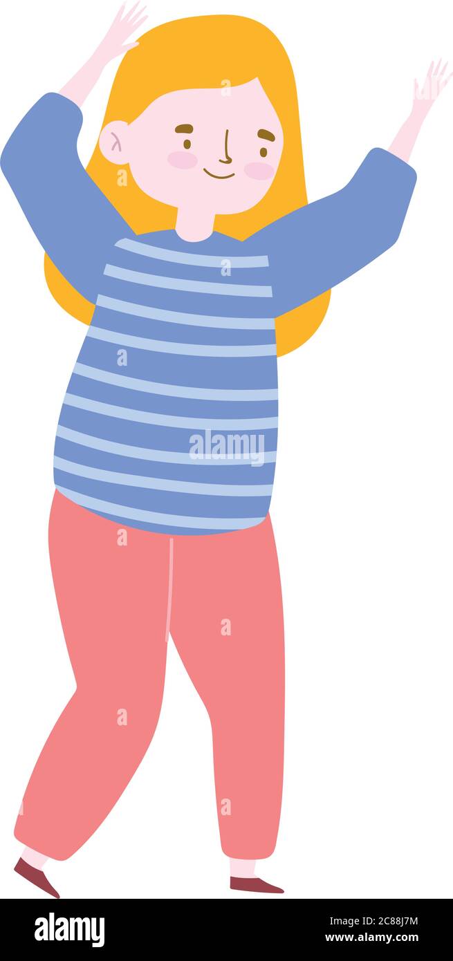young woman cartoon celebrating happy isolated design icon vector ...