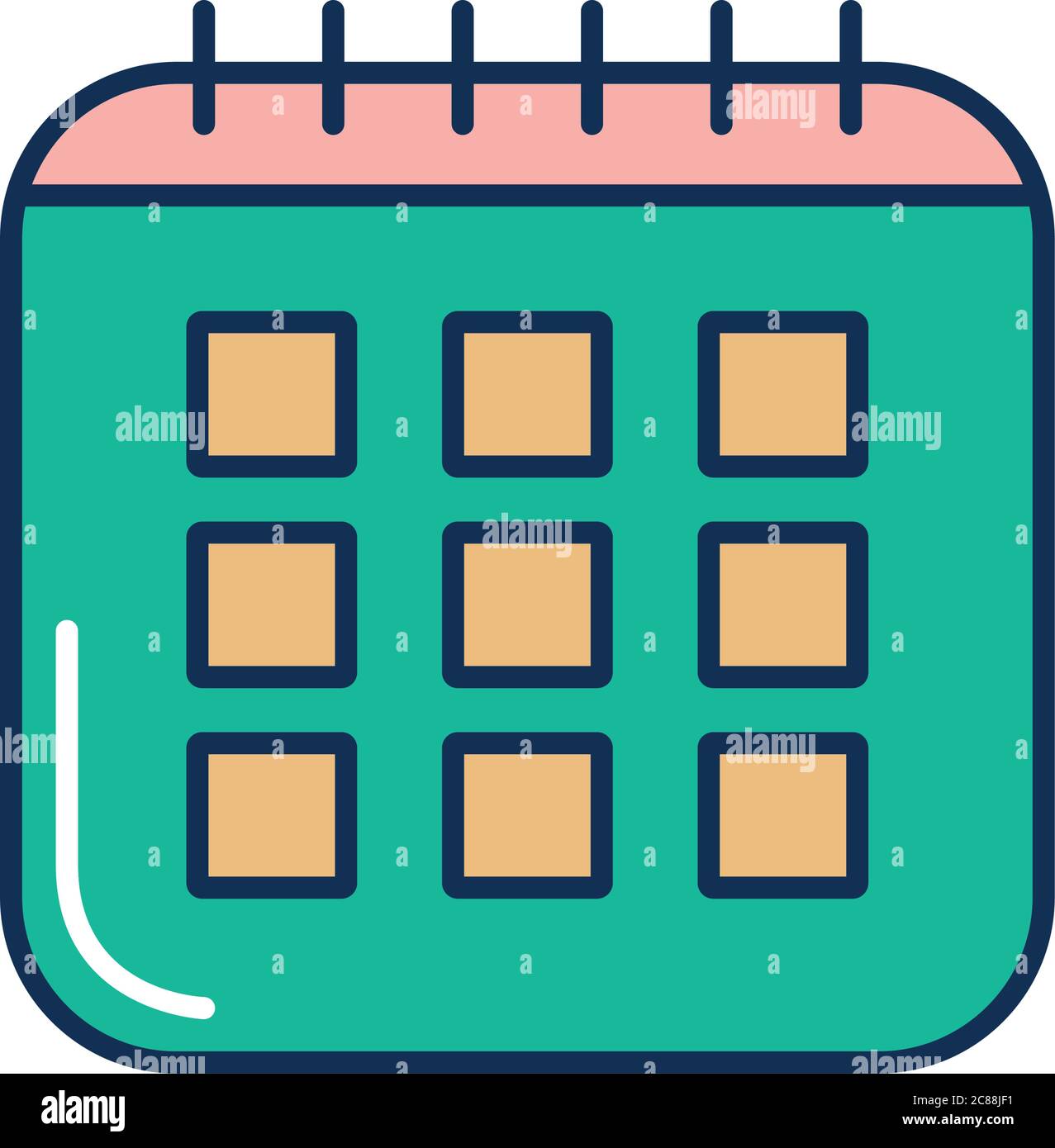 calendar planner icon over white background, line fill style, vector ...
