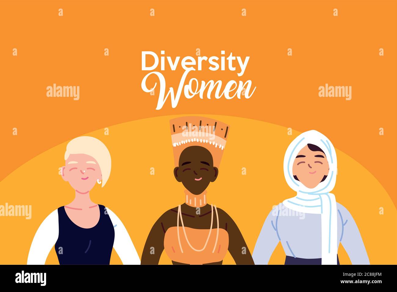 Three women cartoons design, Cultural and friendship diversity theme ...