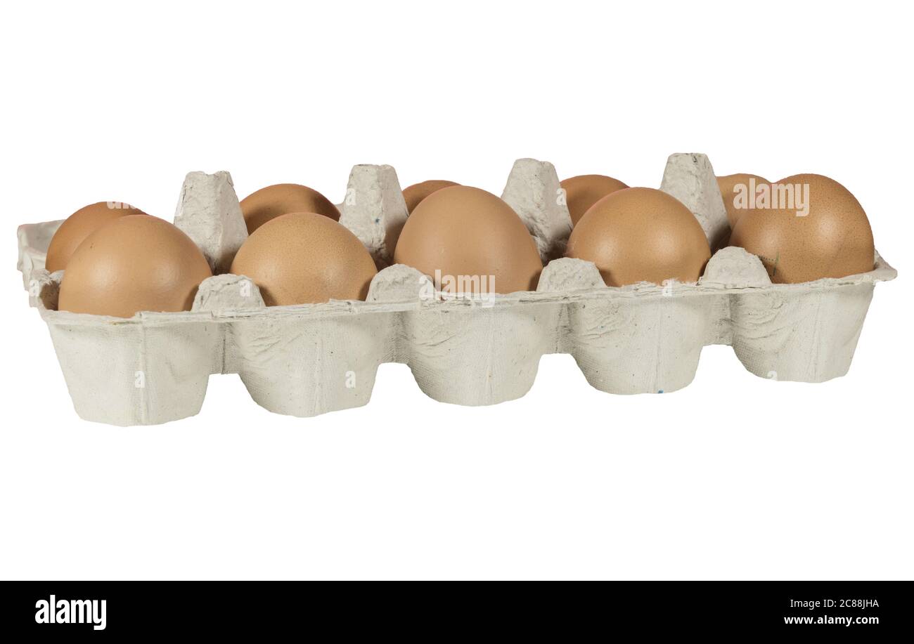 Egg packaging isolated on white Stock Photo - Alamy
