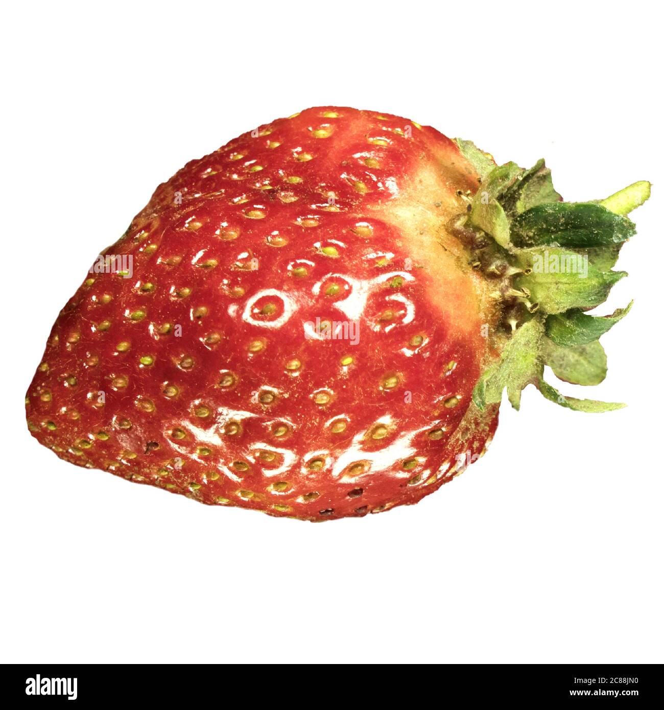 Single strawberry cut in half isolated hi-res stock photography and ...