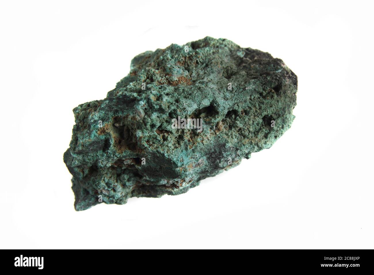 natural green malachite mineral isolated on the white background Stock ...