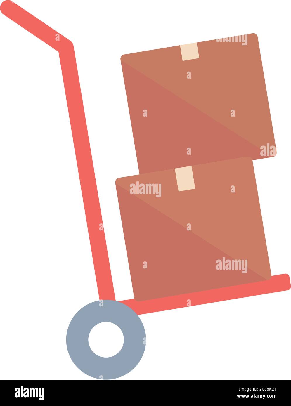 handcart with boxes icon over white background, flat style, vector ...