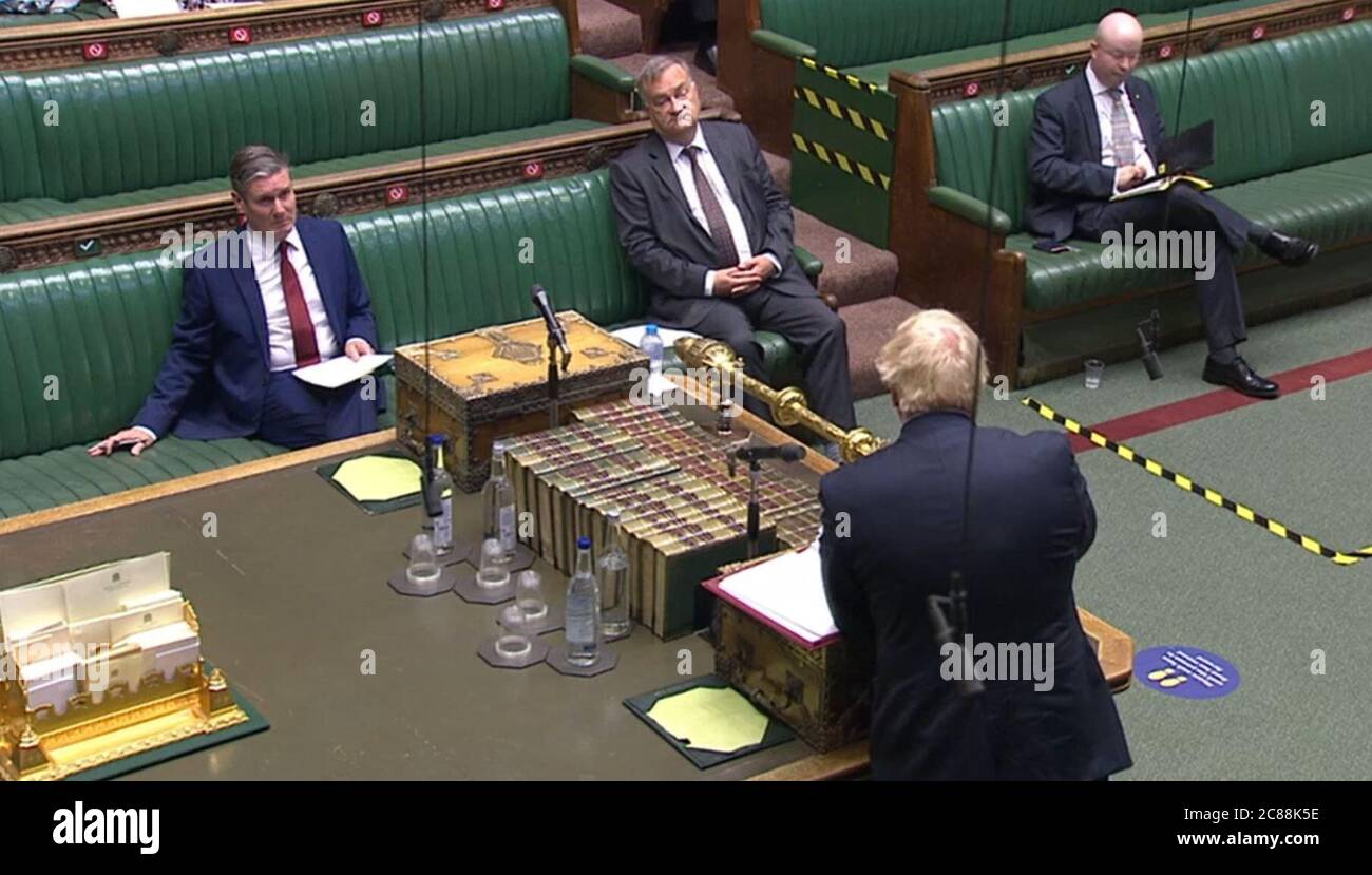 Prime Minister Boris Johnson speaks during Prime Minister's Questions ...