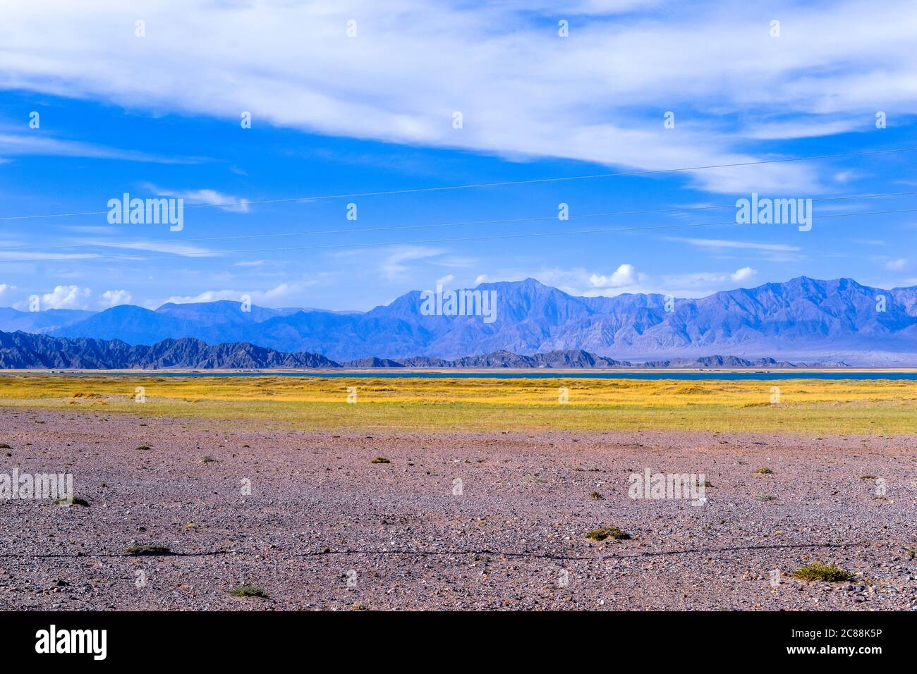 Beautiful landscape of mountains in Qinghai, China. Sunny blue sky with ...