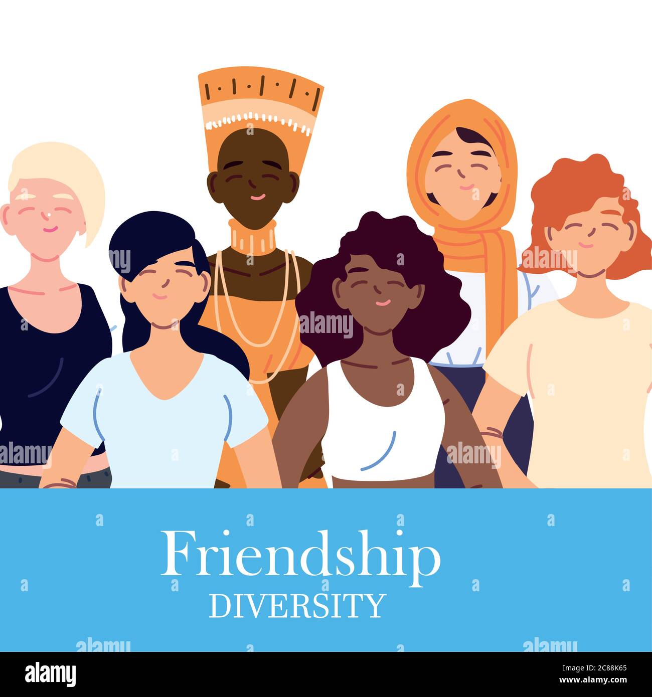 Women cartoons design, Cultural and friendship diversity theme Vector ...